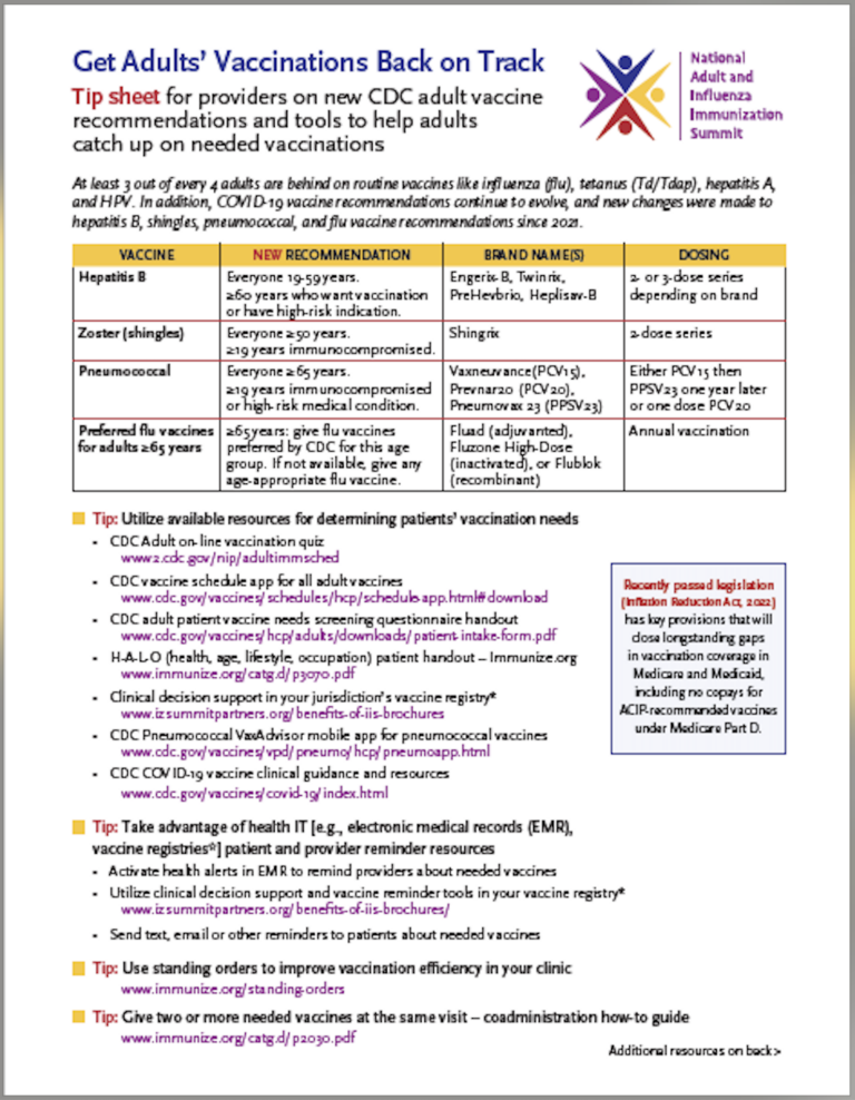 National Adult and Influenza Immunization Summit